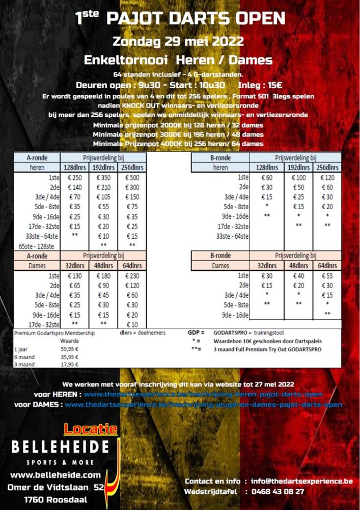 1ste PAJOT OPEN DARTS - Dartstornooien.be