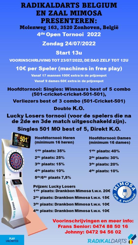 4de Open tornooi Café/feestzaal Mimosa ism RadikalDarts Belgium ...